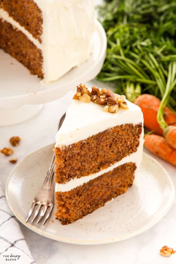 Carrot Cake with Cream Cheese Frosting - The Busy Baker