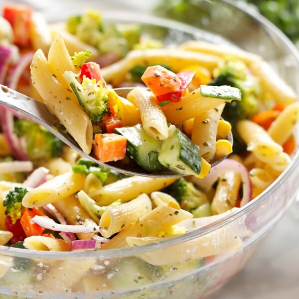 Rainbow Vegetable Pasta Salad with Creamy Italian Herb Dressing - The ...