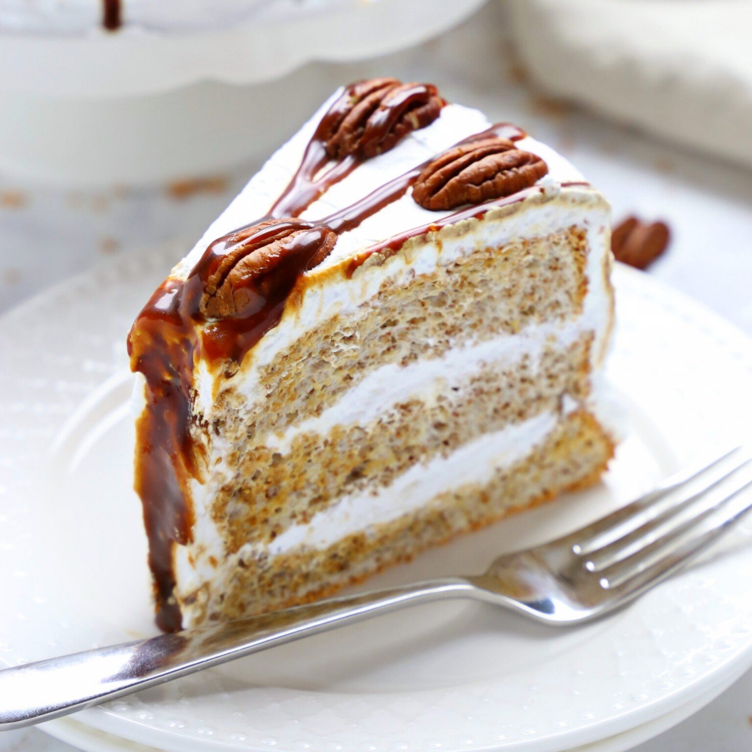Classic Caramel Pecan Schmoo Torte - The Busy Baker