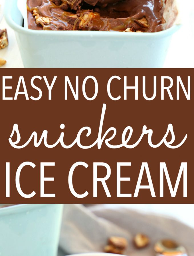 Easy No Churn Snickers Ice Cream {Only 6 Ingredients!} - The Busy Baker