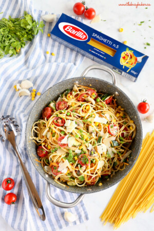 Easy One Pot Pasta Primavera {Easy Healthy Meal} - The Busy Baker