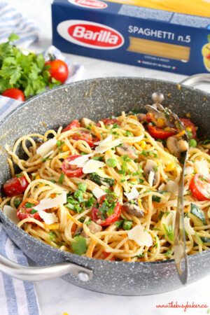 Easy One Pot Pasta Primavera {Easy Healthy Meal} - The Busy Baker