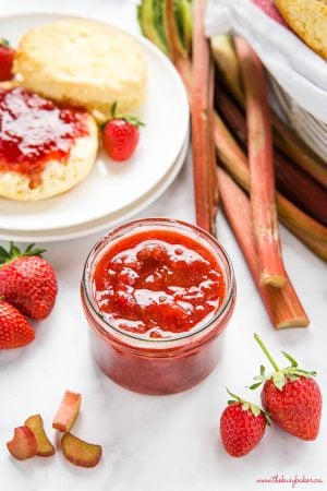 Strawberry Rhubarb Freezer Jam - The Busy Baker