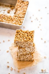 Best Ever Puffed Wheat Square {Classic Recipe} - The Busy Baker