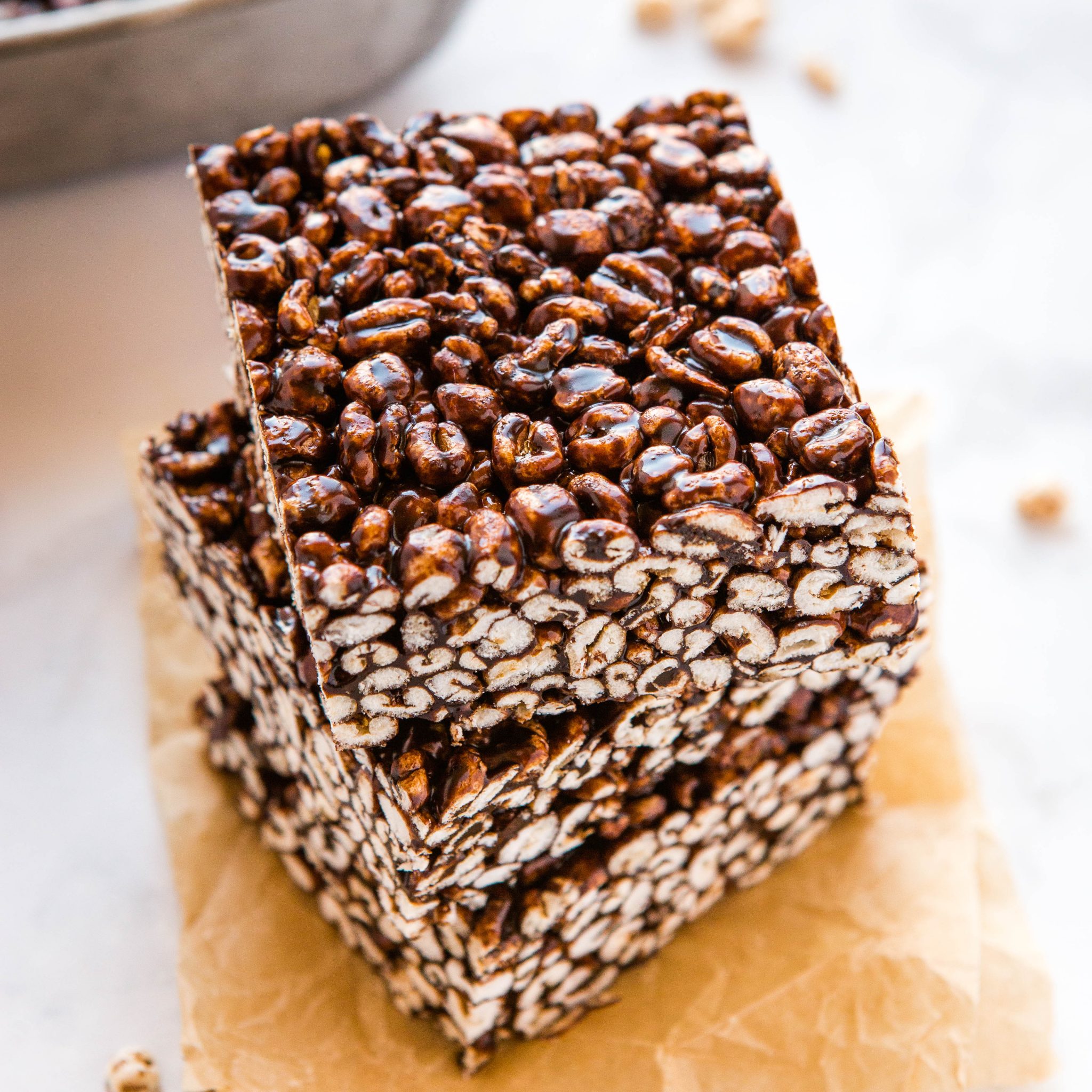 Chocolate Puffed Wheat Square - The Busy Baker