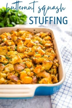 Butternut Squash Stuffing {Vegetarian} - The Busy Baker
