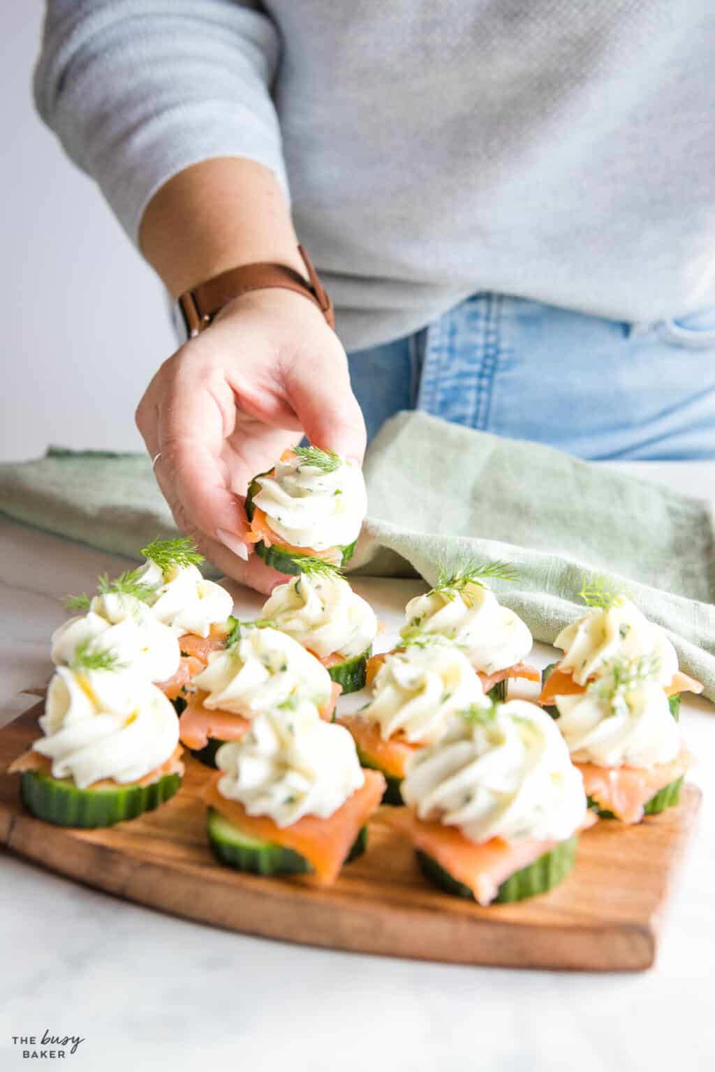 Cucumber Appetizers with Smoked Salmon - The Busy Baker