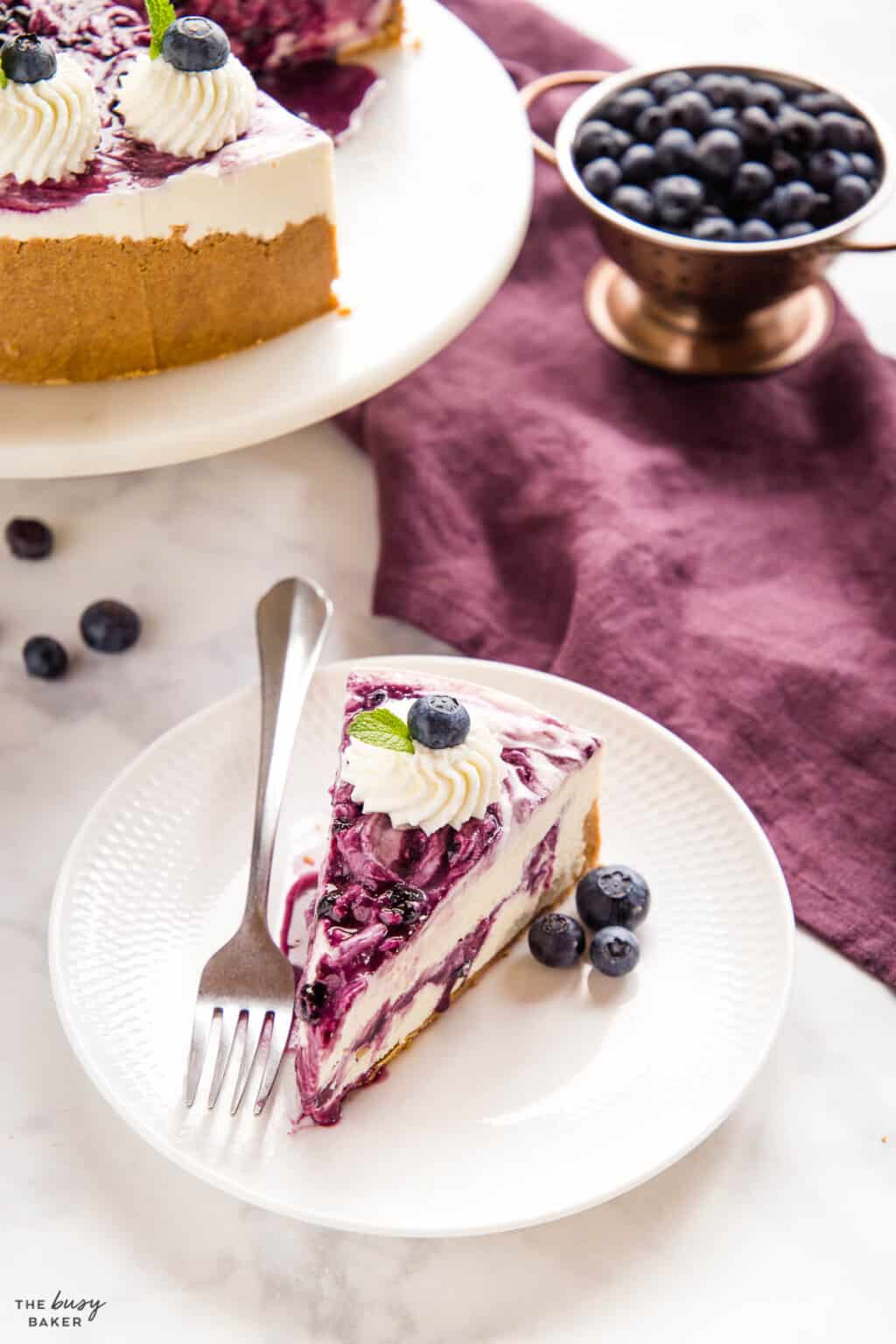 No Bake Blueberry Cheesecake - The Busy Baker