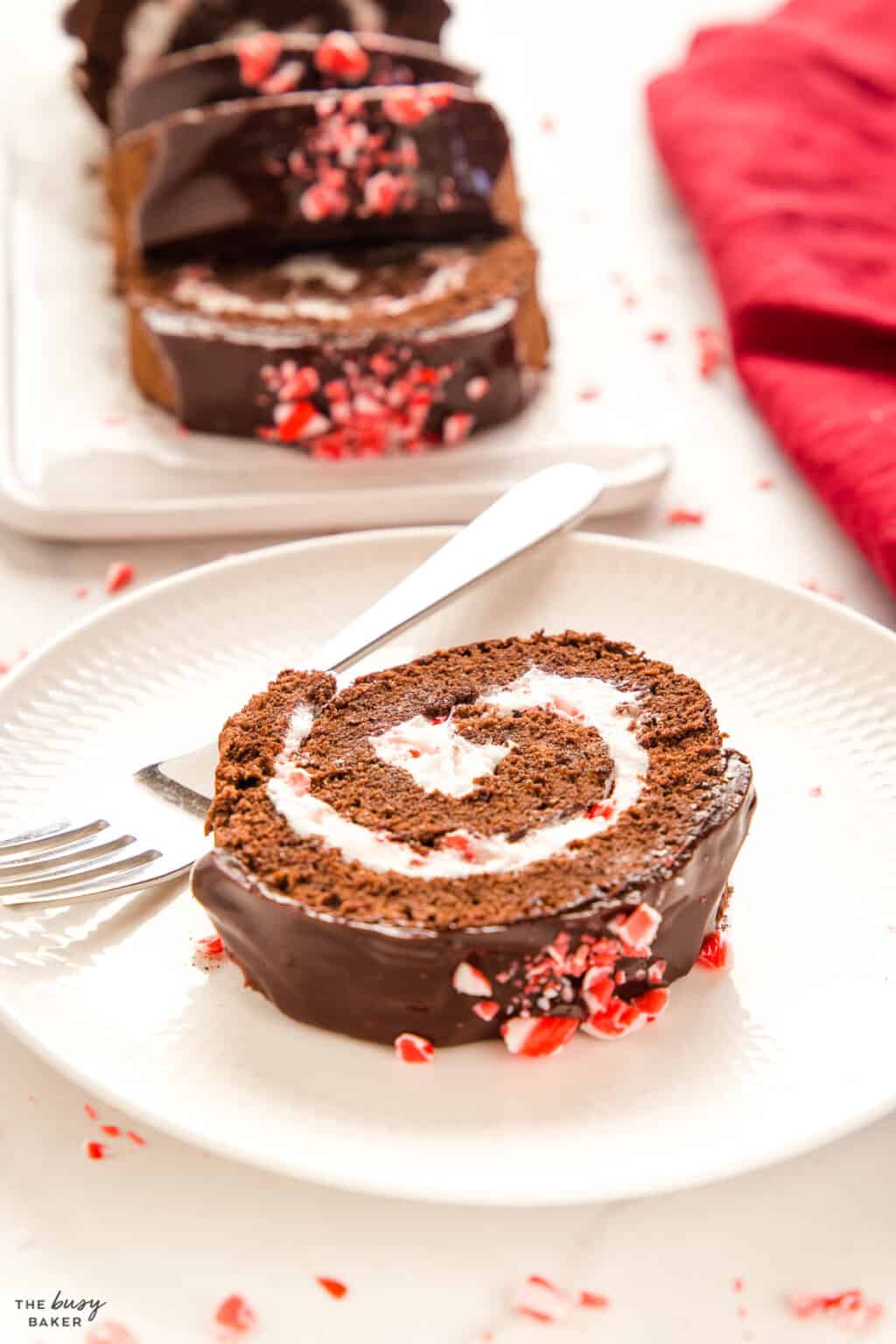 Peppermint Chocolate Swiss Roll - The Busy Baker