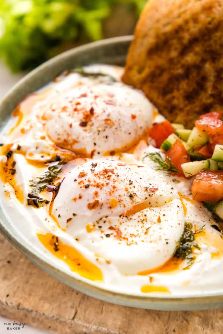 Turkish Eggs (Çilbir) - The Busy Baker