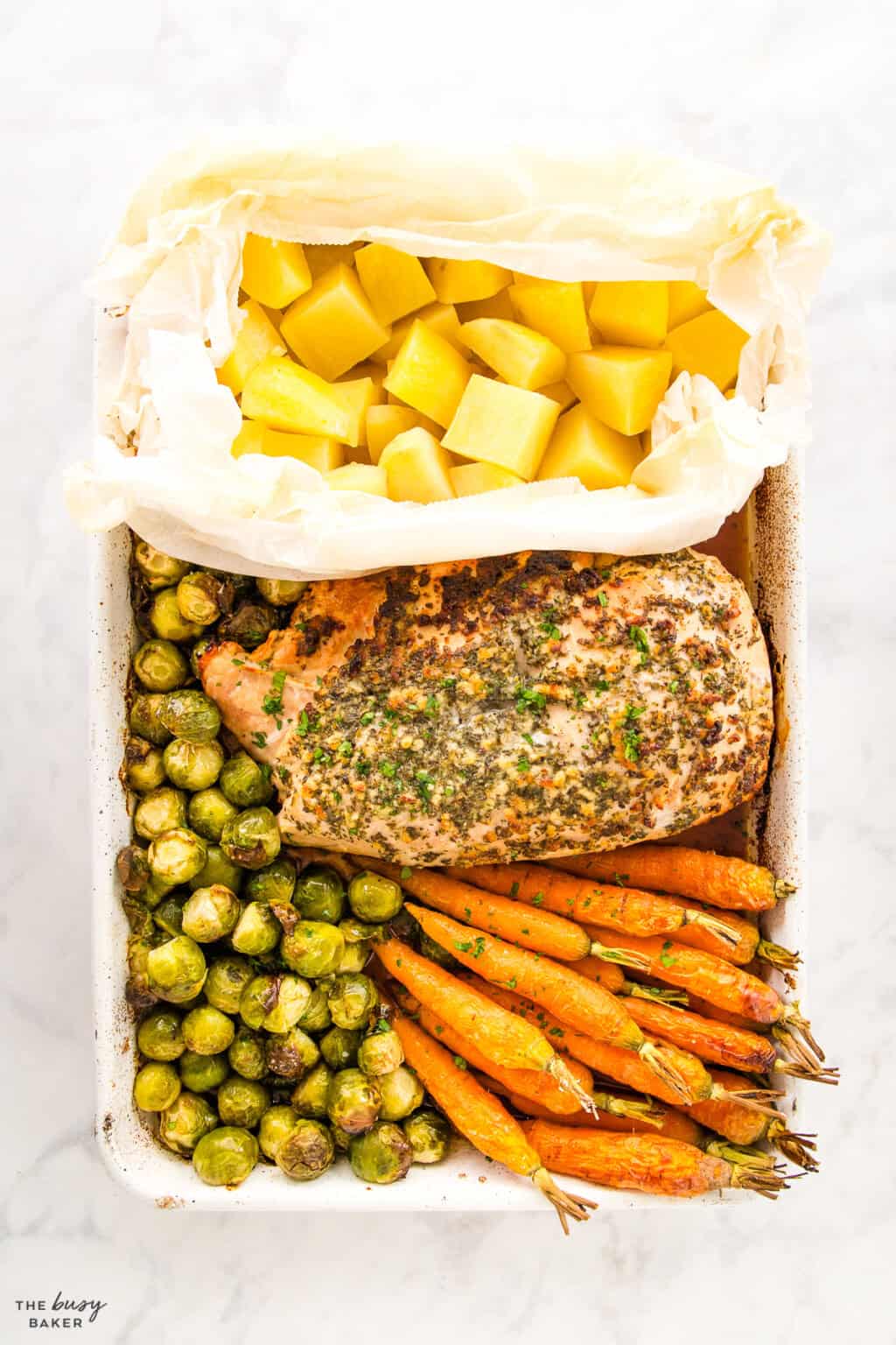 Easy One Pan Turkey Dinner - The Busy Baker